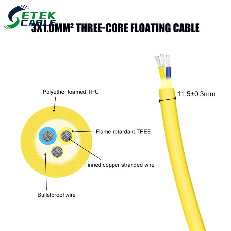 ROV cable tether twisted pairs with power wires